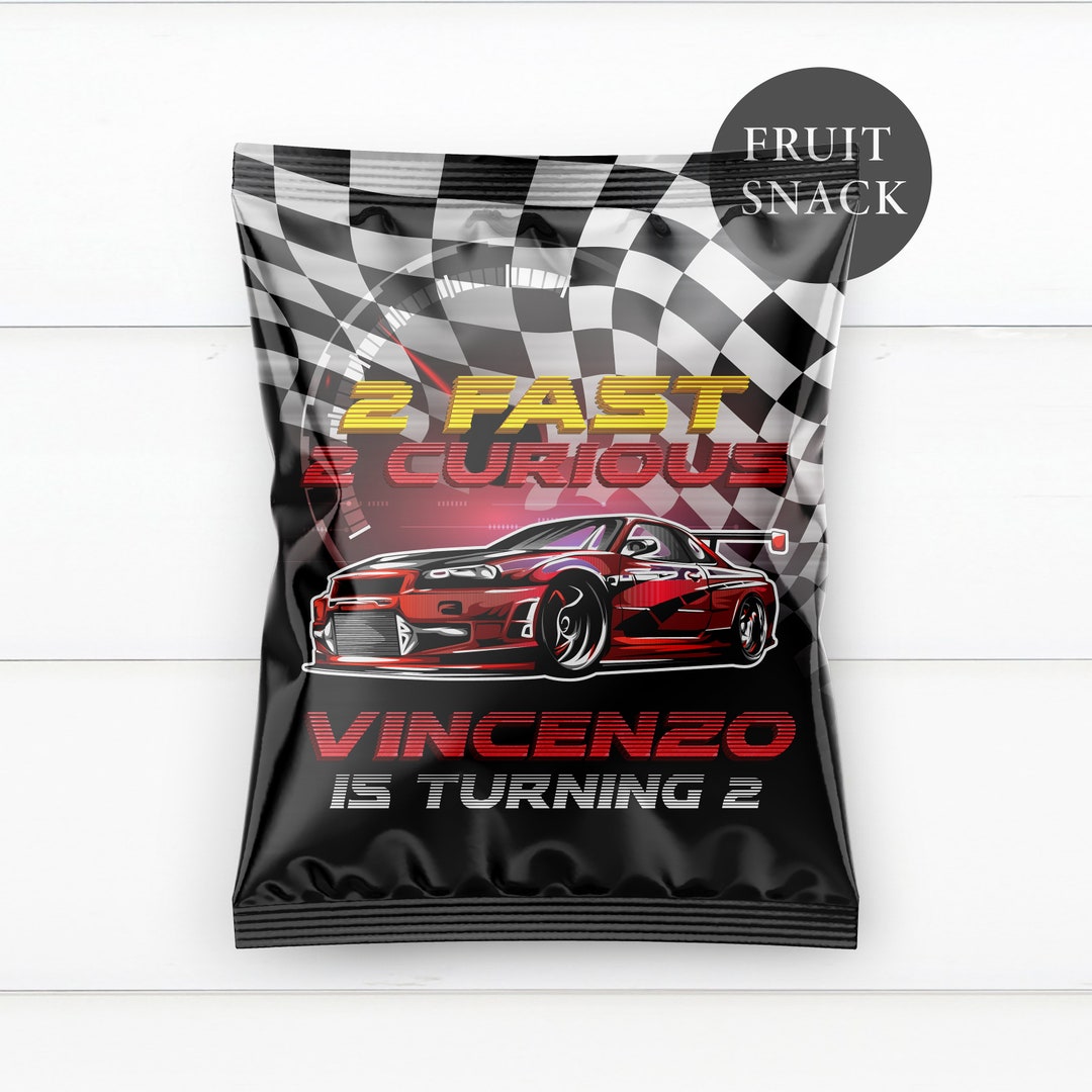 Race Cars Fruit Snack Bags Printable, Snack Treat, Roadster Birthday ...