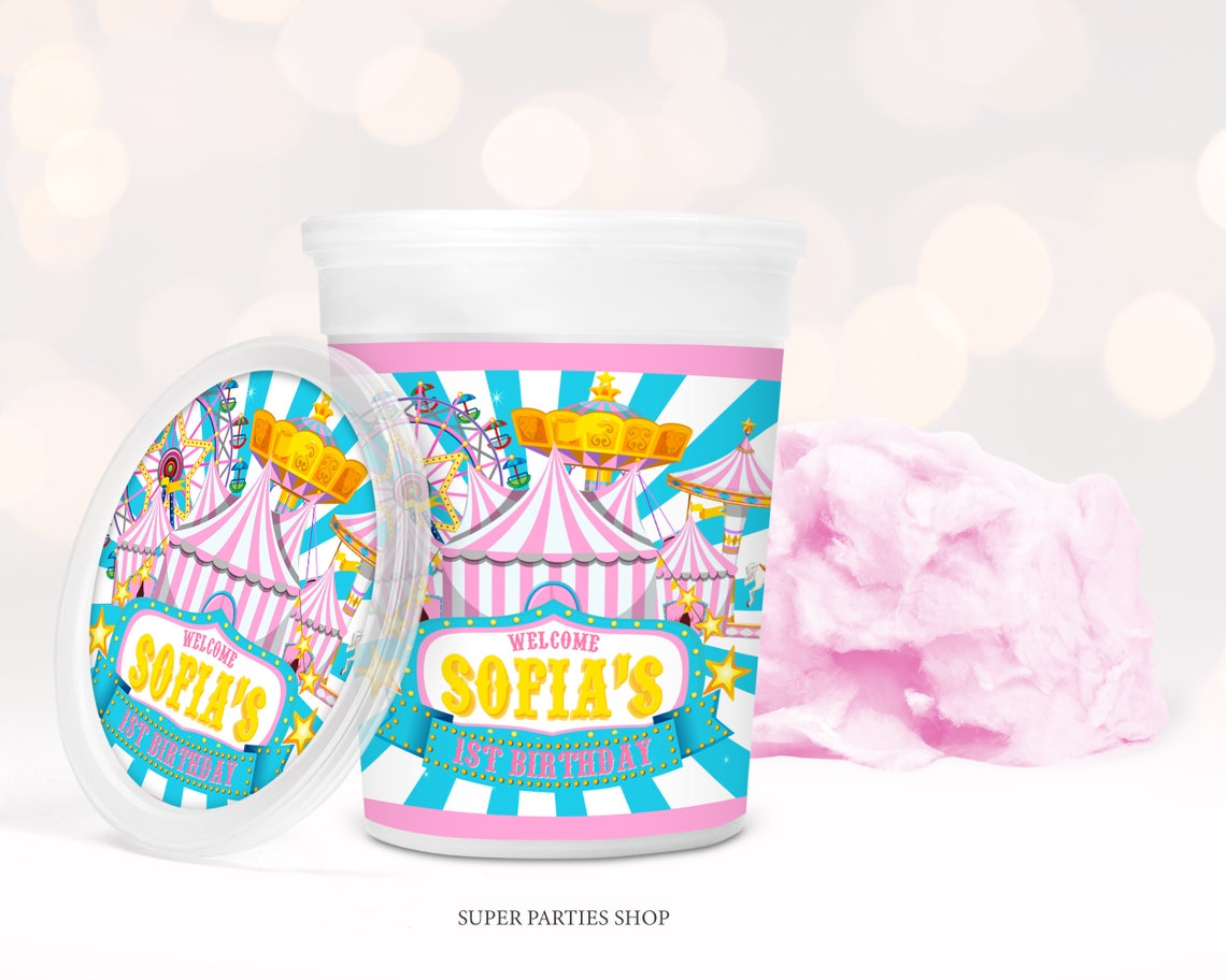 Circus Cotton Candy Label Printable Circus Cotton Tube Label | Etsy