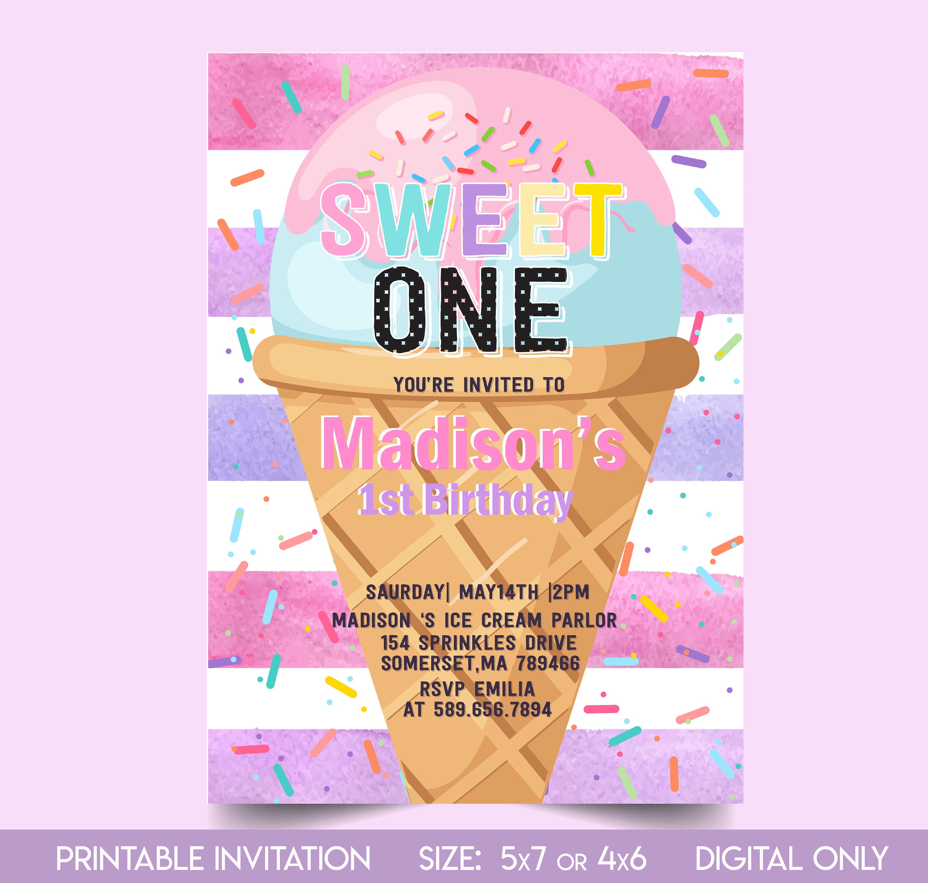 Ice Cream Invitation Ice cream birthday invite Instant | Etsy
