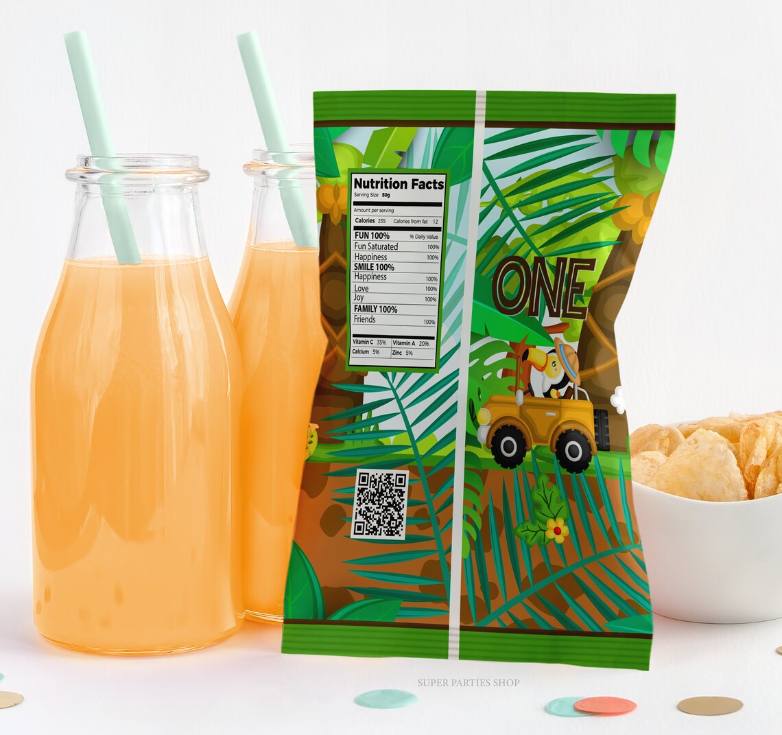 Jungle Chip Bags Printable Snack Treat Safari Wild two | Etsy