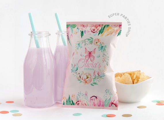 Butterfly Potatoes Chip Bag Wrapper Printable Floral Baby - Etsy