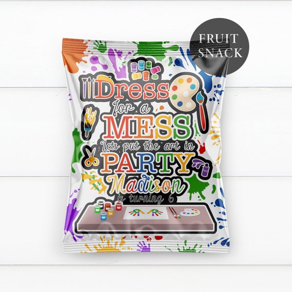 Art Party Fruit Snack Bag Printable paint Snack Treatart - Etsy