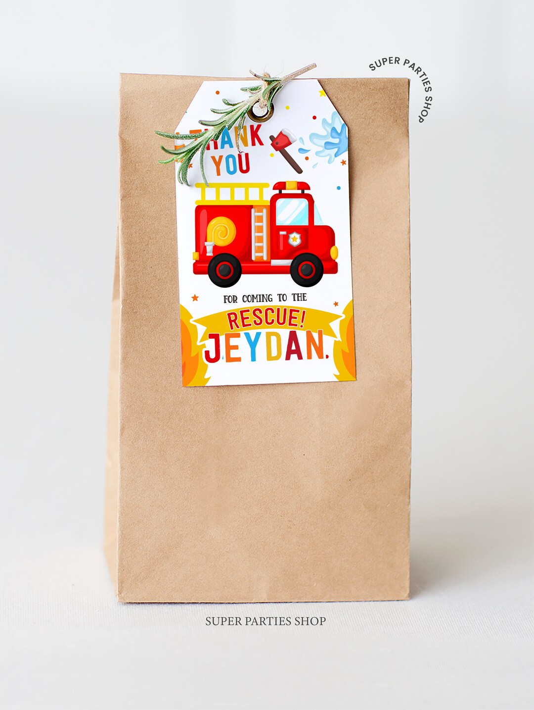 Firefighter Favor Tag Label Printable , Firetruck Potatoes, Firefighter ...