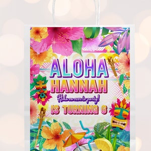 Luau Gift Bag Label Printable, Aloha Favors, Tropical Party Favor ...