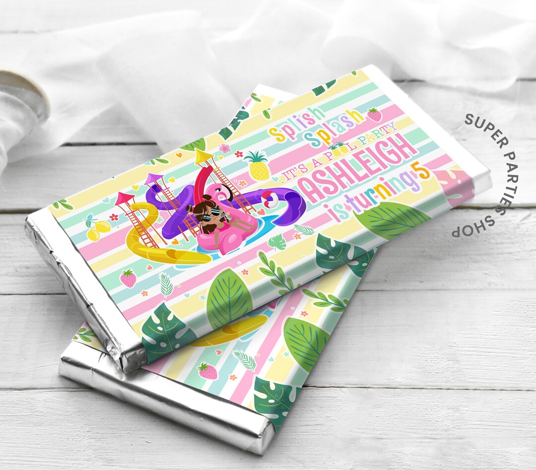 Pool Party Candy Bar Wrapper Printable, Pool Birthday Supplies, Pool ...
