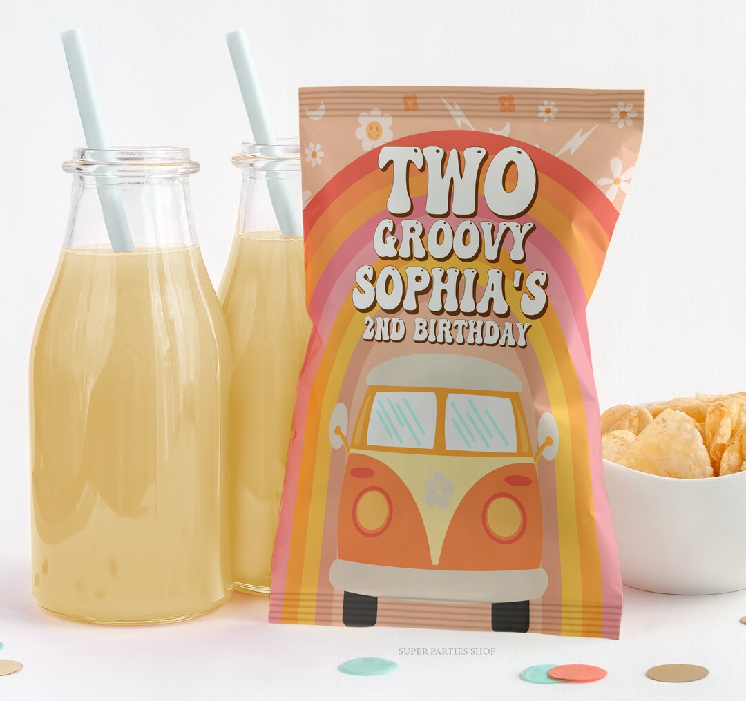 Hippie Flower Chip Bag Printable, Flower Power Birthday Party Decor ...