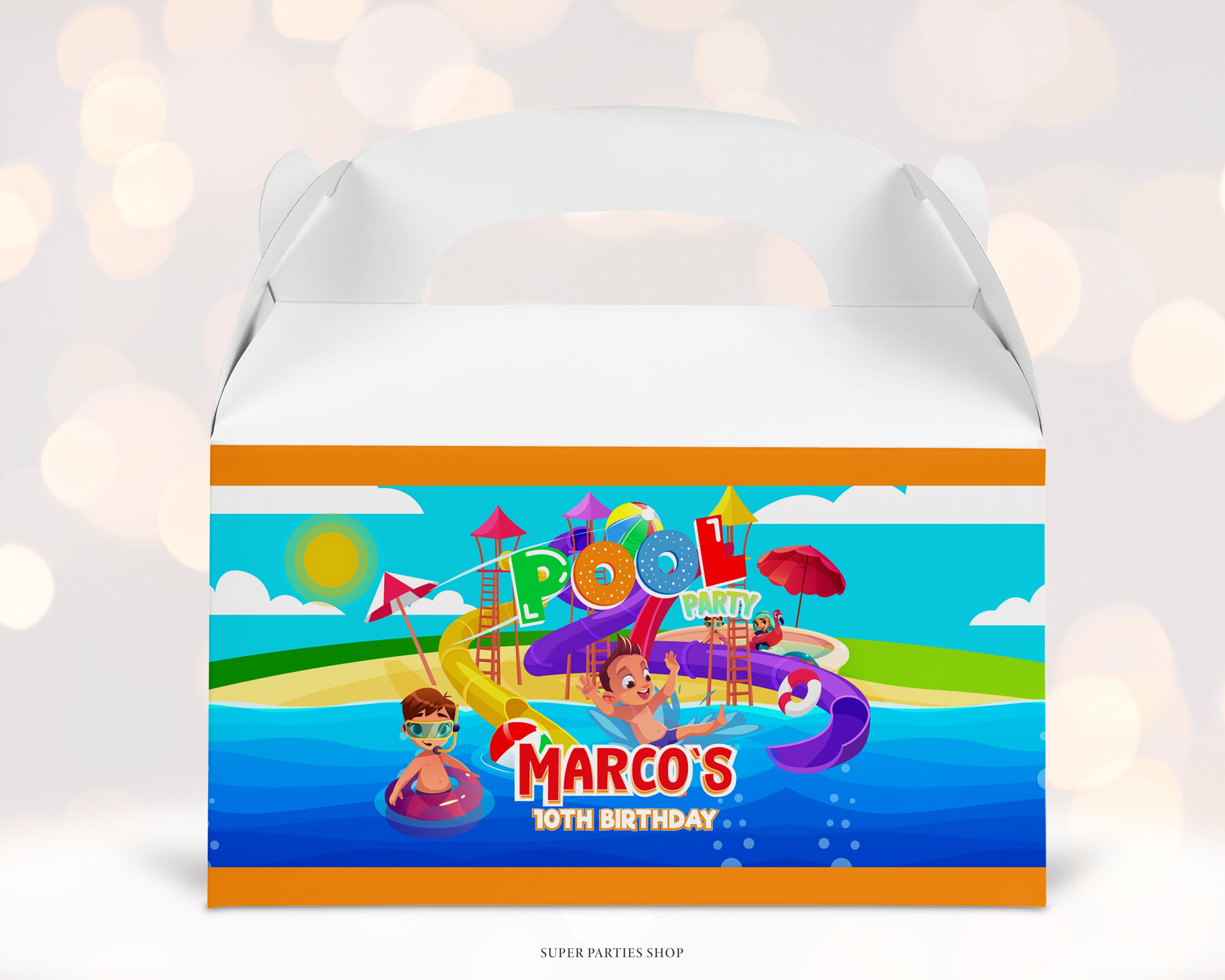 Pool Party Gable Box Label Printable Pool Birthday Supplies - Etsy