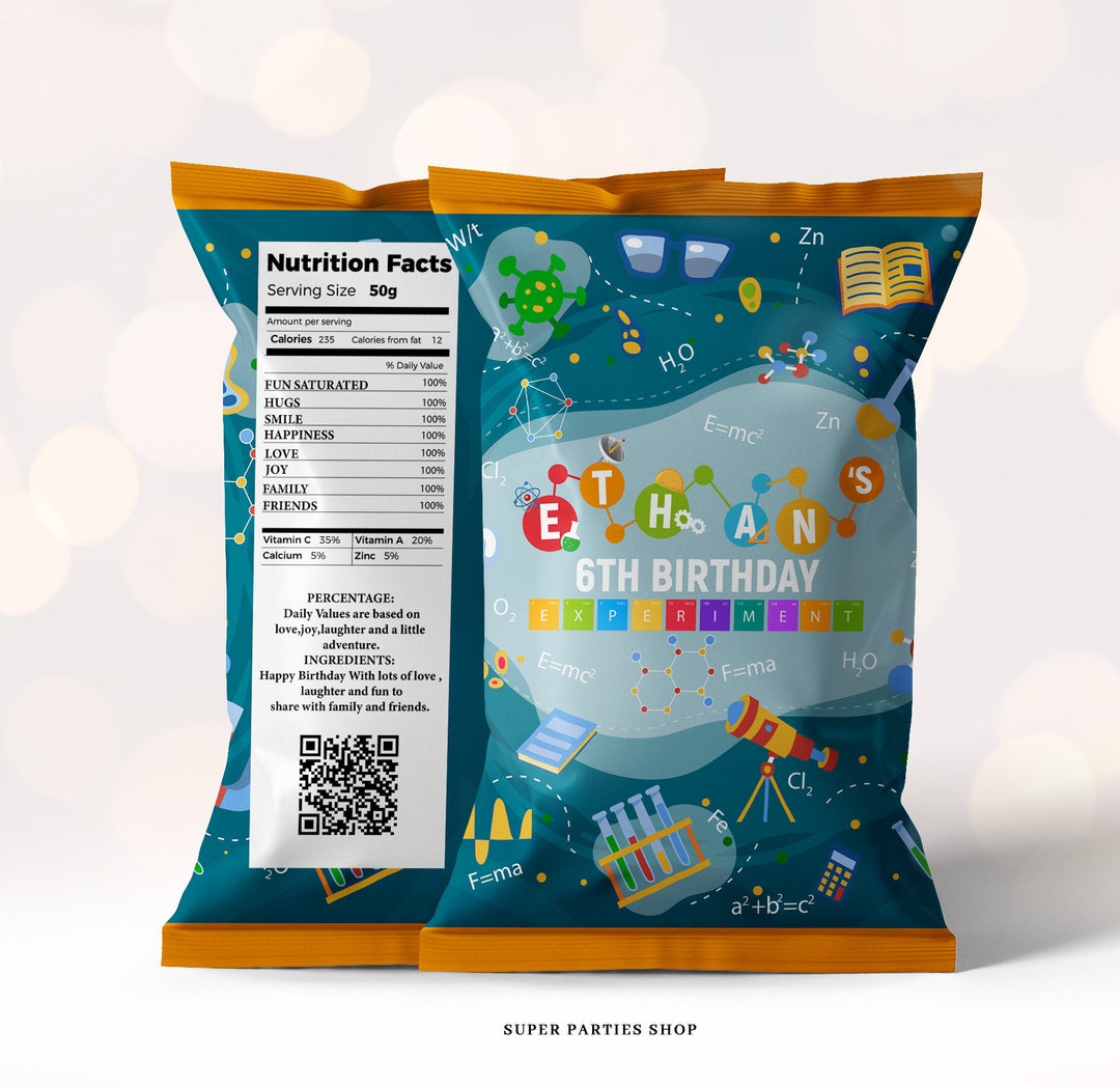 Mad Science Chip Bag Printable , Science Birthday, Scientist Party ...