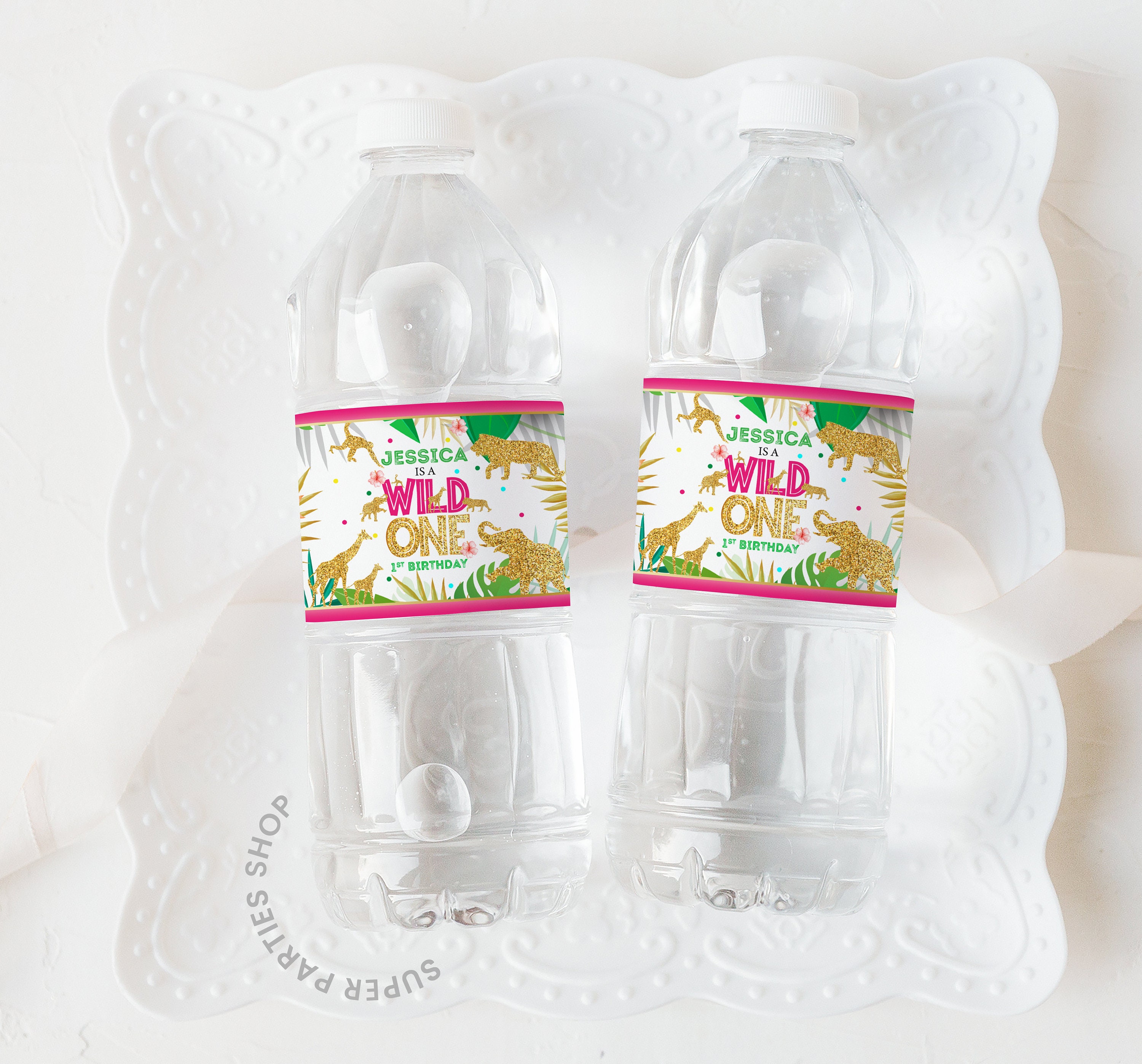 Jungle Water Bottle Label Printable Wild One Wild Two | Etsy