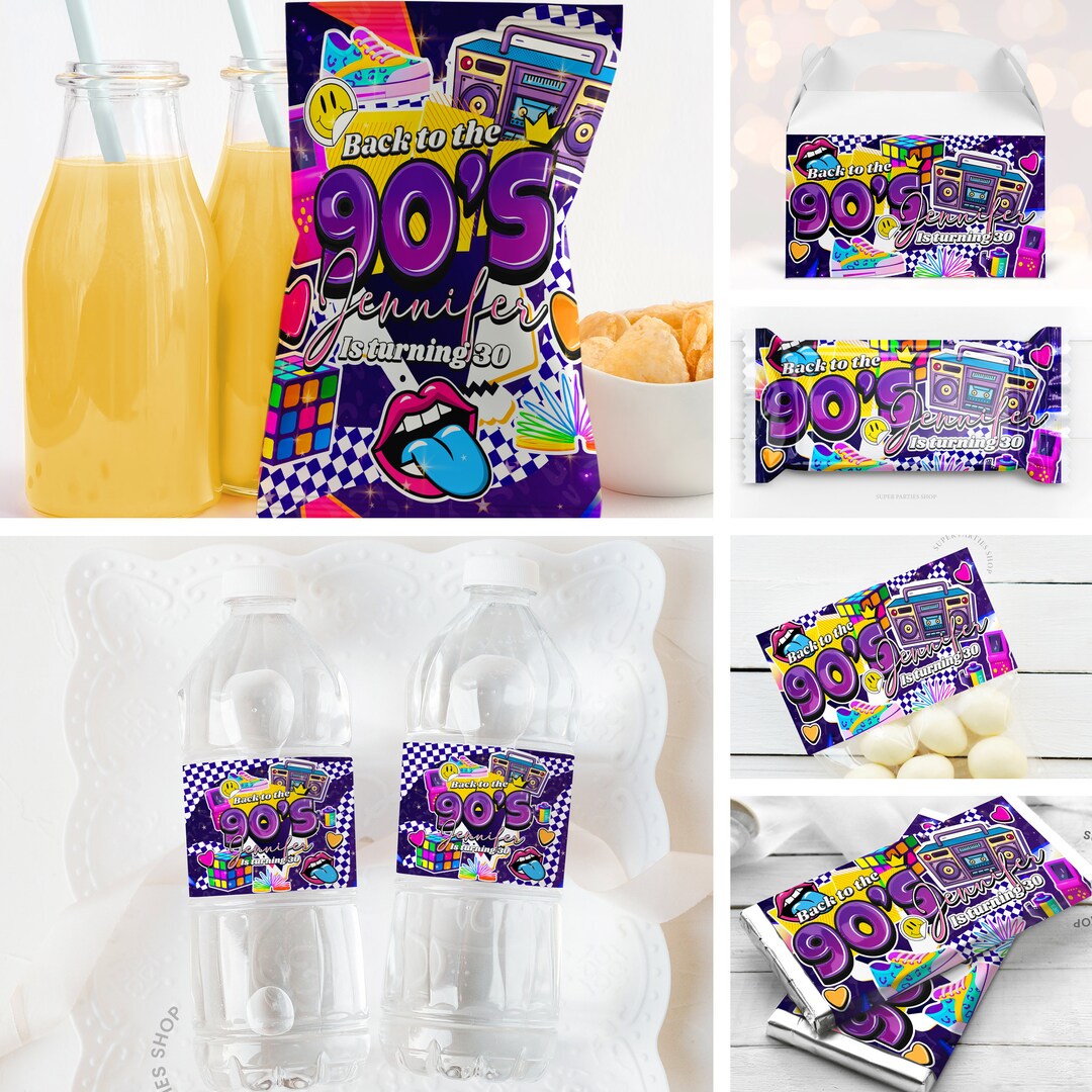 90s Printable Bundle Kit Printable, Snack Bag, Candy Bar, Throwback ...