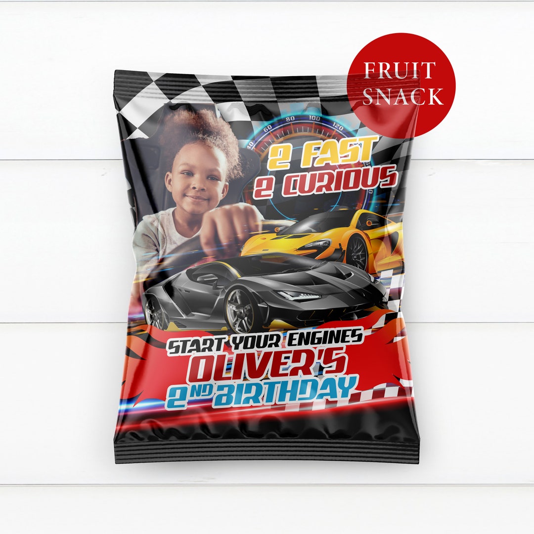 Race Cars Fruit Snack Bags Printable, Snack Treat, Roadster Birthday ...