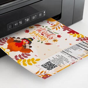 Thanksgiving Chip Bags Printable INSTANT DOWNLOAD , Snack Bag, Pumpkin ...