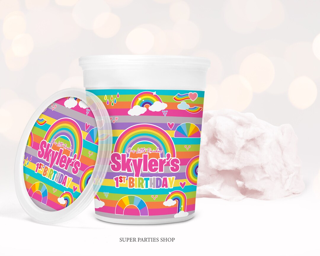 Rainbow Cotton Candy LABEL Printable, Snack Treat , Unicorn Magical ...