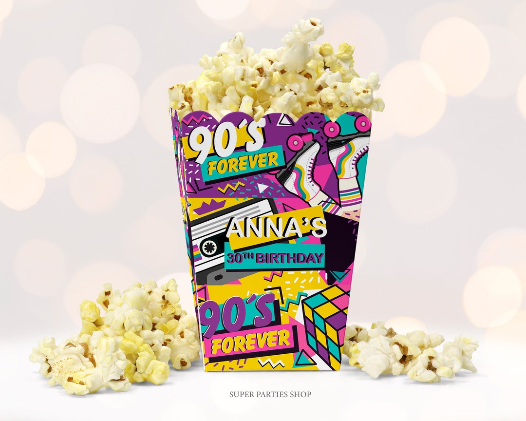 90s Popcorn Printable Box, Snack Box, Throwback Retro, Love the 80's 90 ...