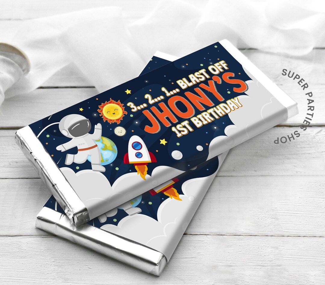 Space Candy Bar 1.55oz Printable Astronaut Birthday Gift Wrapper Galaxy ...