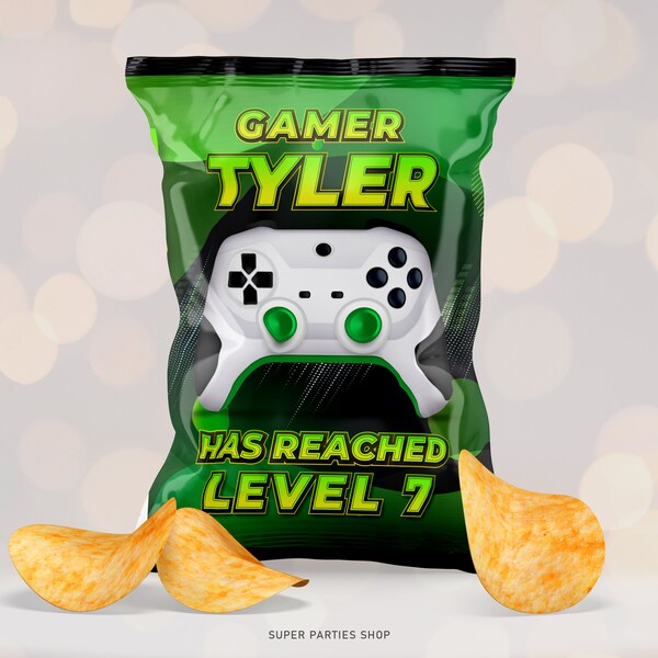 Gaming Birthday Party Chip Bags - Etsy