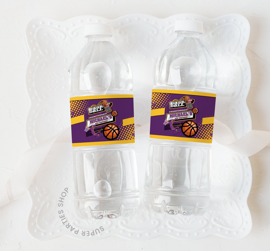 Basketball Water Bottle Label Printable Basketball Sport | Etsy
