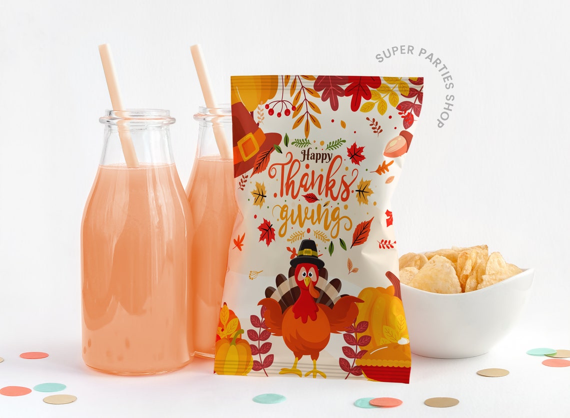Thanksgiving Chip Bags Printable INSTANT DOWNLOAD Snack bag | Etsy