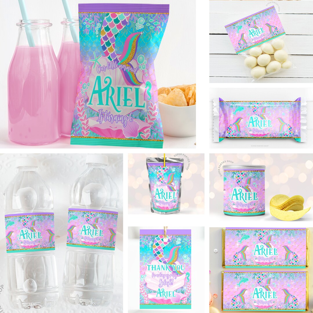 Mermaid Party Bundle Printable mermaid Favors Potato Chip - Etsy