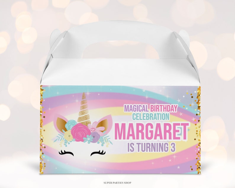 Unicorn Printable GABLE BOX LABEL Craft Box Label Unicorn - Etsy