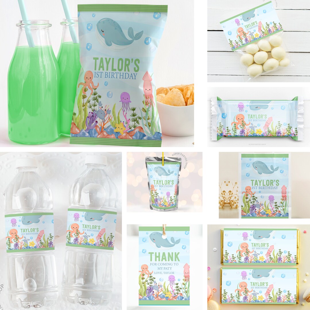 Under the Sea Bundle Kit Printable Snacks Treat Bags Favor, Wrapper ...
