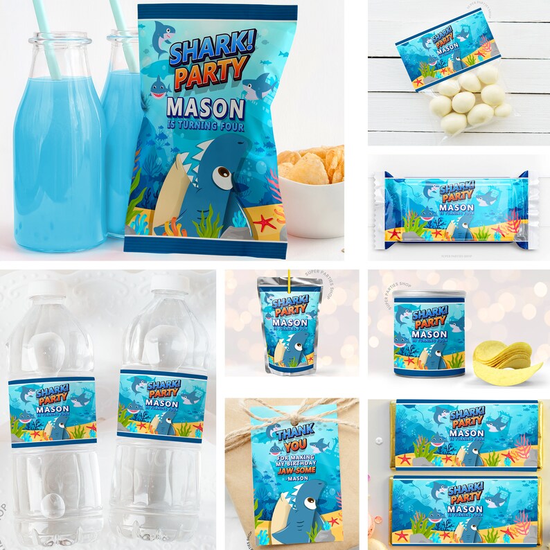 Shark Attack BUNDLE PARTY Kit Printable Shark Chip Bags - Etsy