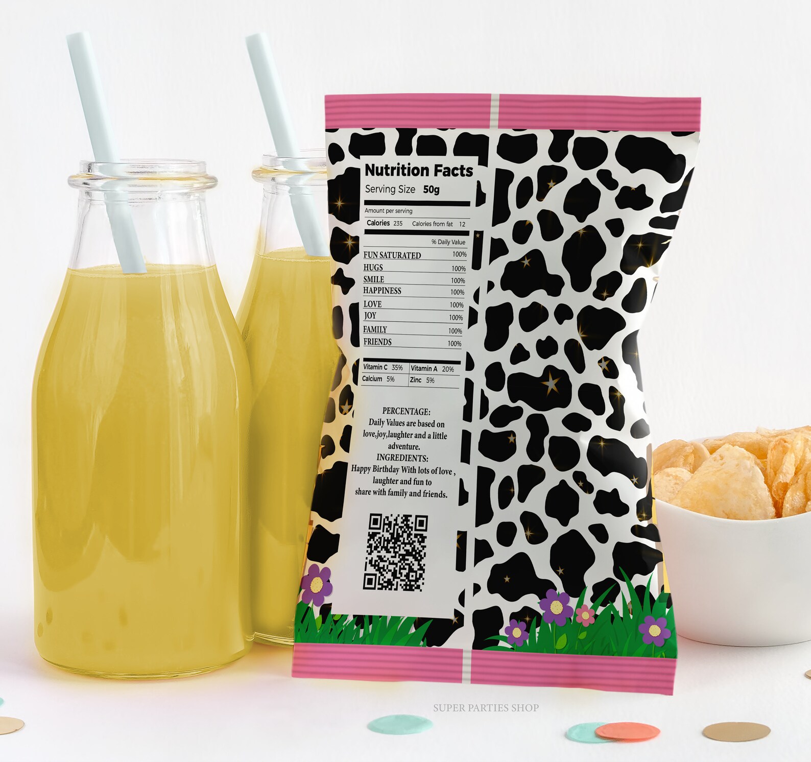 Cow Chip Bags Printable Farm Chip Bag Template Farm Chipbag - Etsy