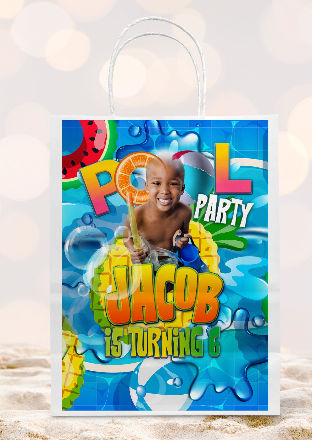 Pool Party Gift Bag Label Printable Pool Birthday Supplies - Etsy