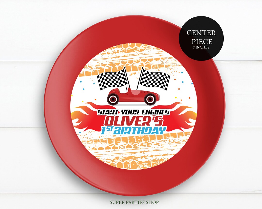 Race Cars Centerpiece Plate 7 Inches Printable, Snack Plate, Roadster ...