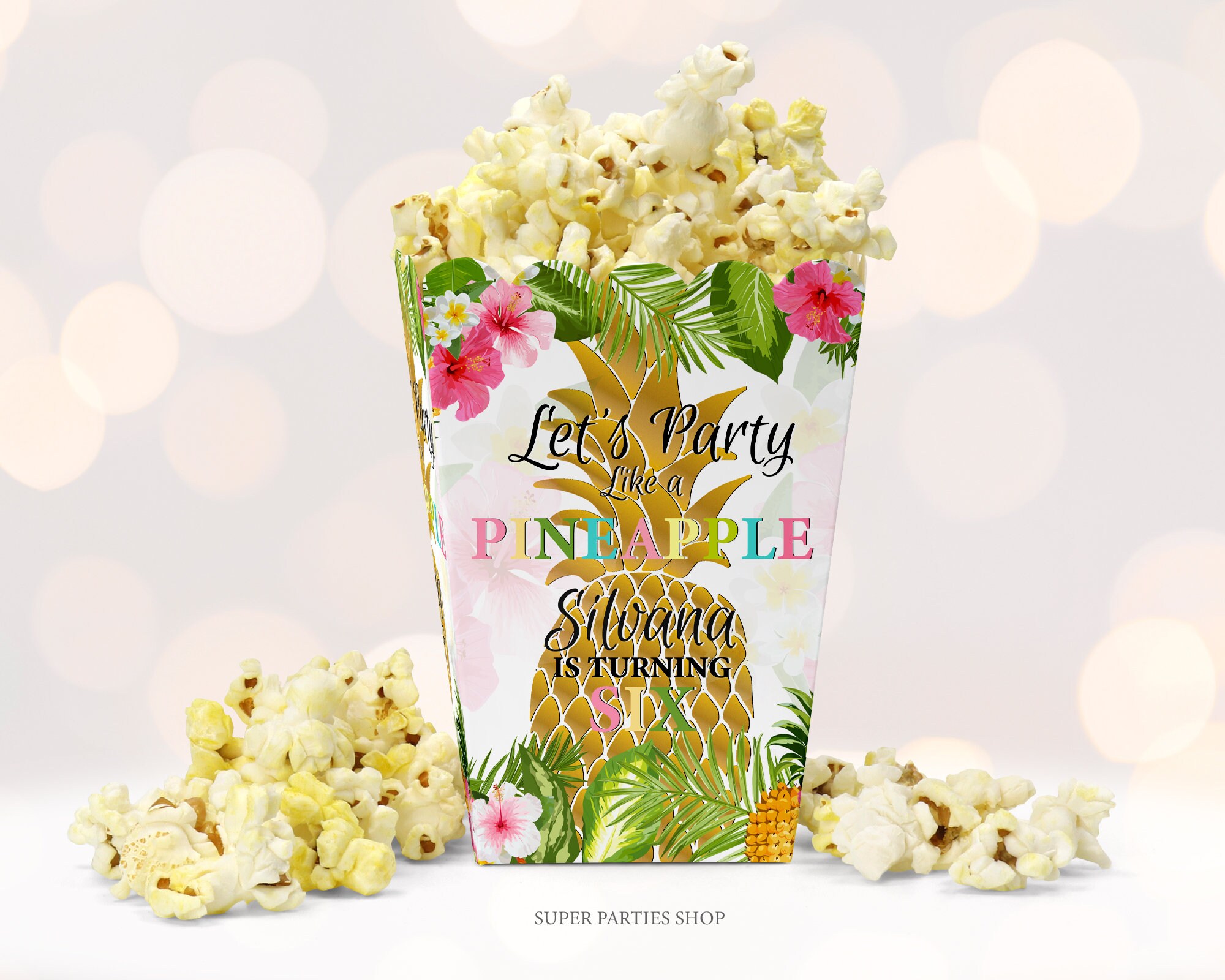 Aloha Pineapple PopCorn Box Template Printable A3 Pineapple | Etsy