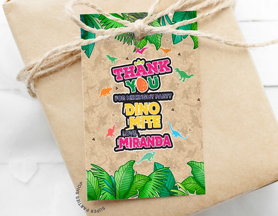 Dinosaur Favor Tag Printable Gift Label Favor Sticker - Etsy