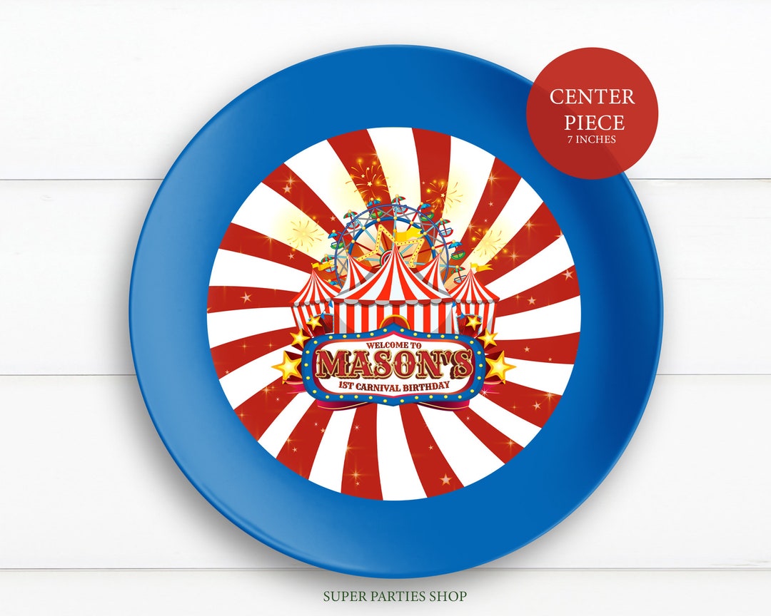 Circus Party Printable Center Piece Plate , Circus Tent Birthday Party ...