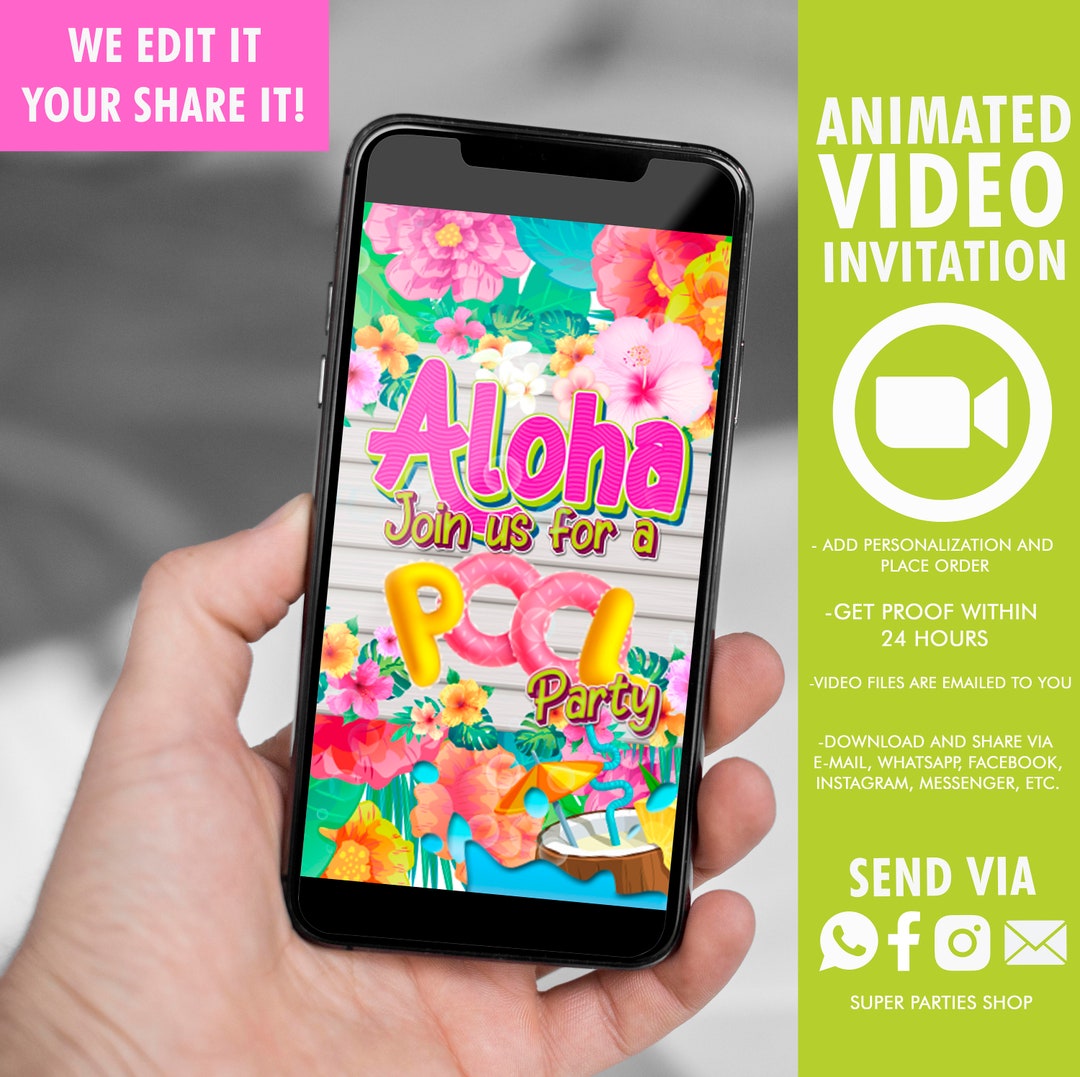 Luau Video Invitation Aloha Invitation Luau Invitation Pool Party Luau Video Invitation Aloha Invitation Luau Invitation Pool Party