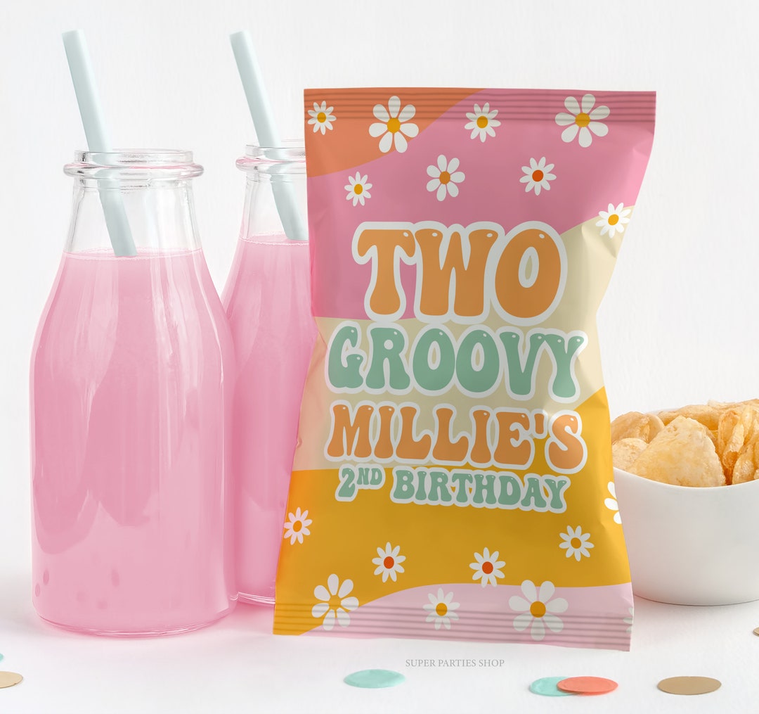 Hippie Flower Chip Bag Printable, Flower Power Birthday Party Decor ...