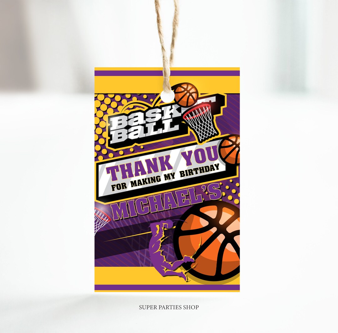 Basketball Merci Tag Imprimable, Basketball Party, Sport Sticker, Favor ...