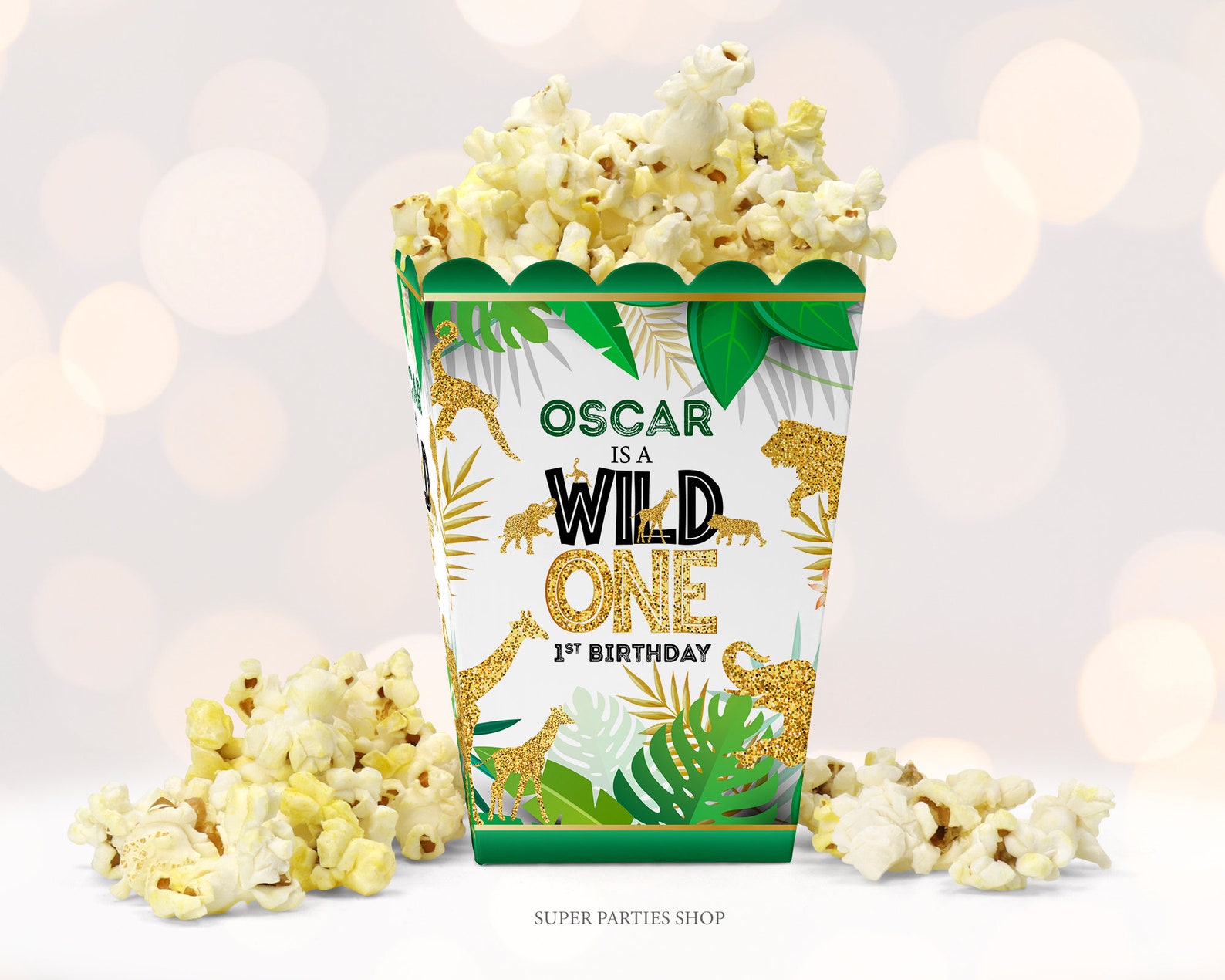 Jungle Popcorn Box Printable Snack Box Safari wild Two | Etsy