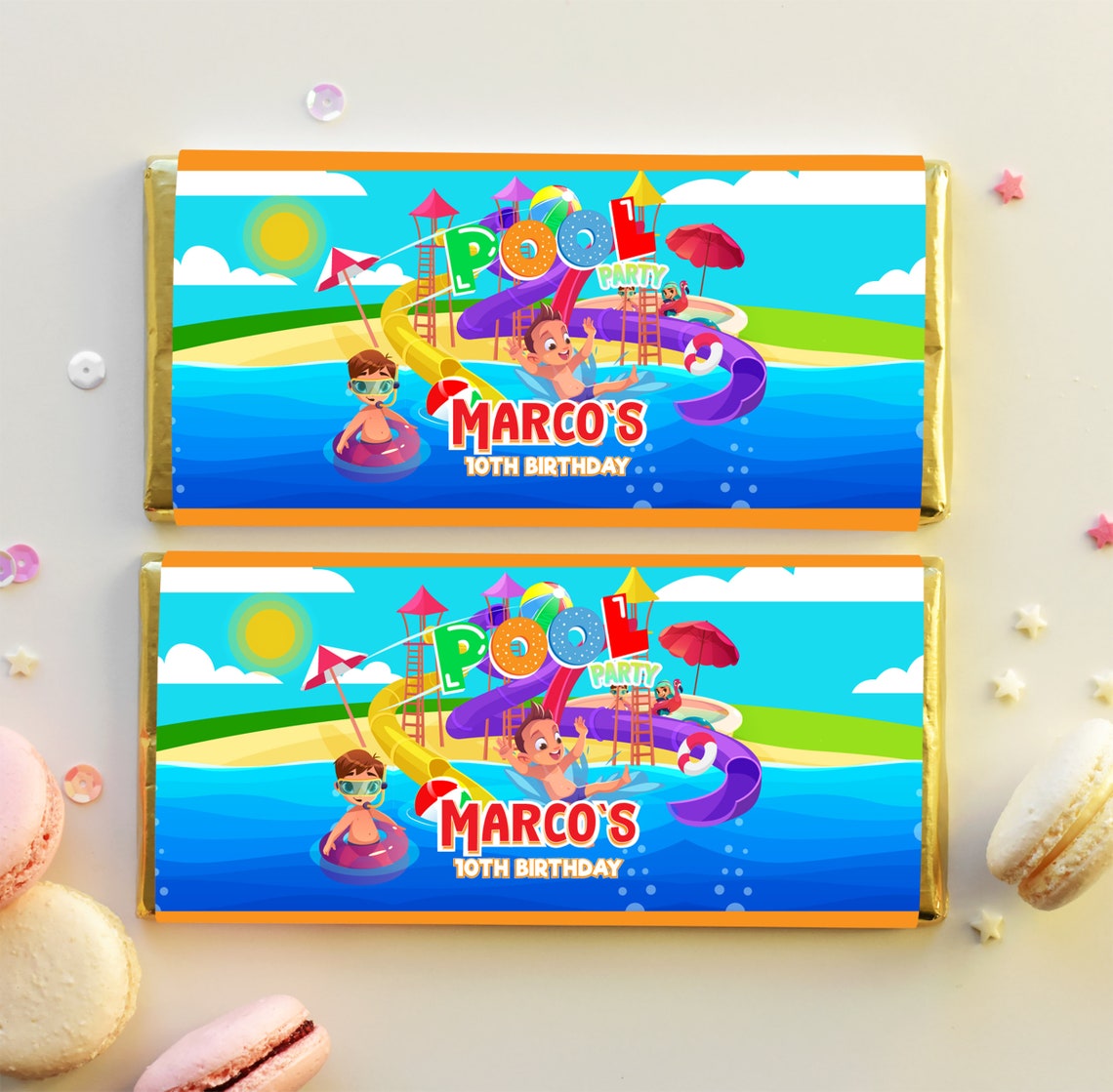 Pool Party Candy Bar Wrapper Printable Pool Birthday - Etsy