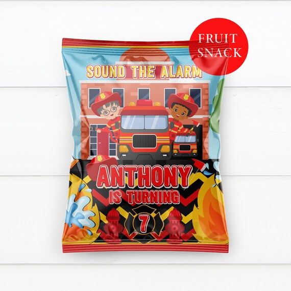 Fireman Fruit Snack Bag Printable Firetruck Potatoes | Etsy