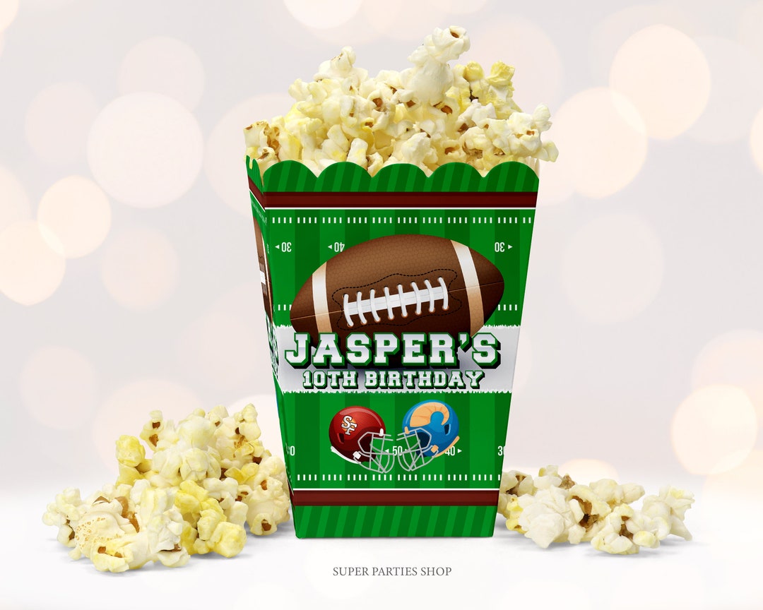 Football Popcorn Template Printable, Football Party, Football Theme ...