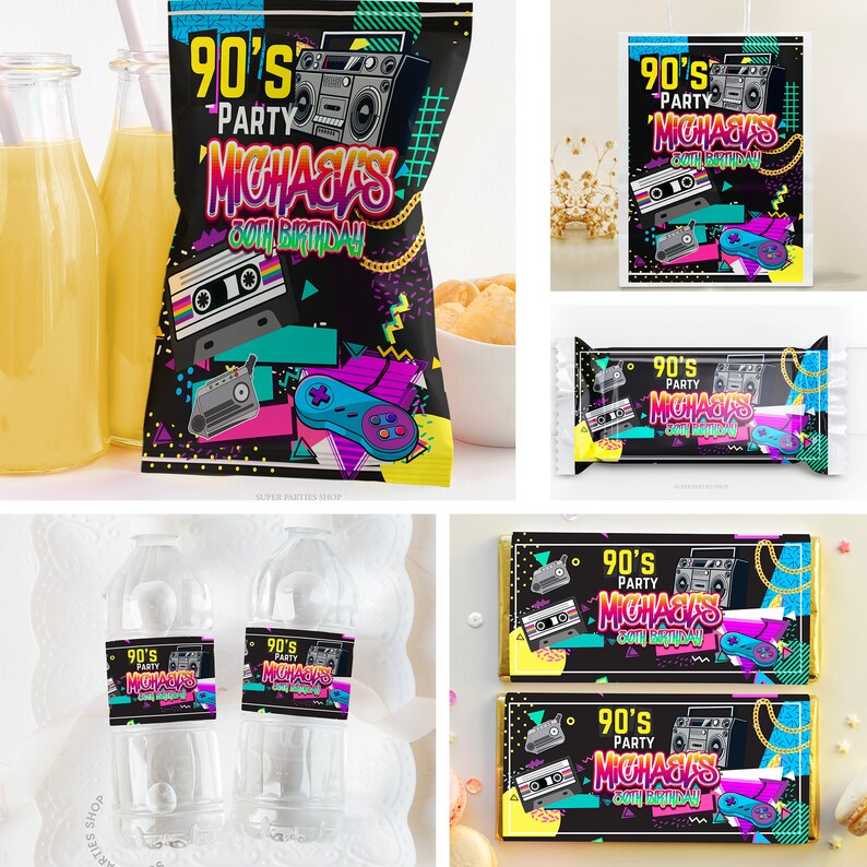 90s Printable Bundle Kit Printable Snack Bag Candy Bar - Etsy