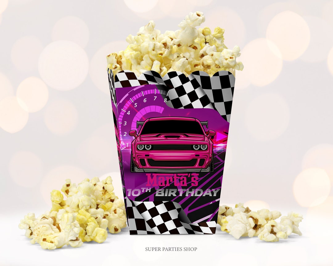 Race Cars Popcorn Box Printable, Snack Treat, Roadster Birthday, Racing ...