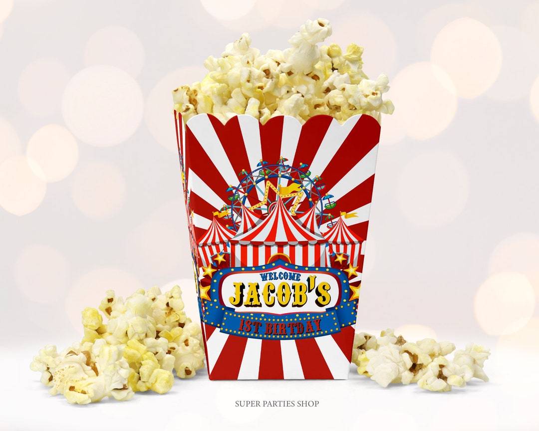 Circus Party Printable Popcorn Template, Circus Tent Birthday Party ...