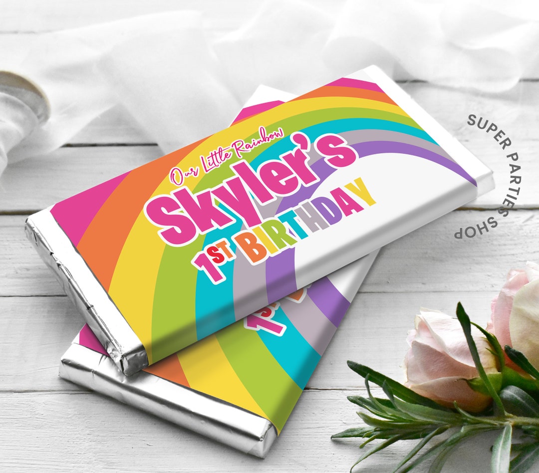 Rainbow Candy Bar 1.55oz Labels Printable, Snack Treat , Unicorn ...