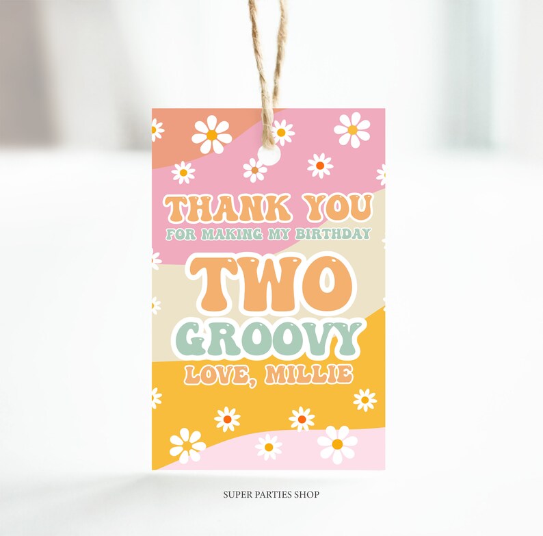 Hippie Favor Tag Labels Printable Flower Power Birthday Party - Etsy