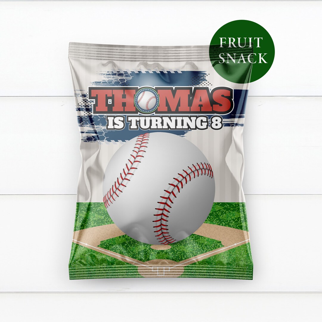 Baseball Fruit Snack Bag Printable, Baseball Theme, Custom Snack Bags ...