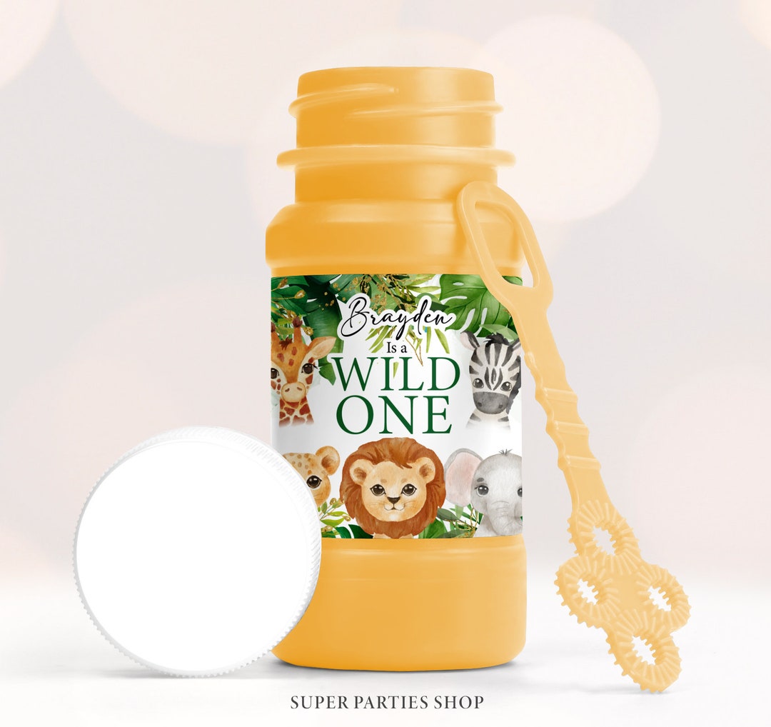 Jungle Bubble Bottle Labels Printable , Wild One, Wild One Label ...