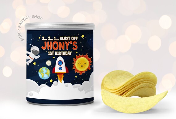 Space Chips Can Printable Astronaut Birthday Gift Wrapper | Etsy