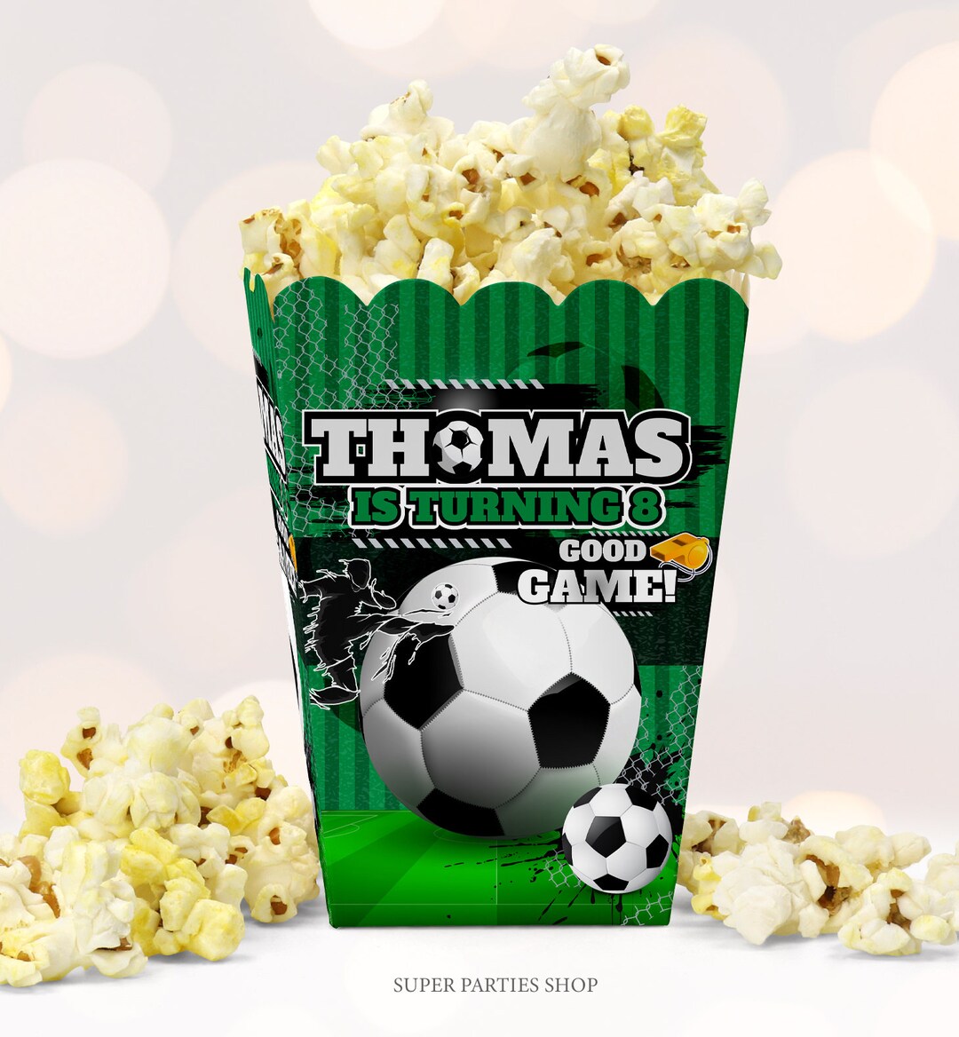 Soccer Party Popcorn Box Craft Printable Soccer Wrapper - Etsy