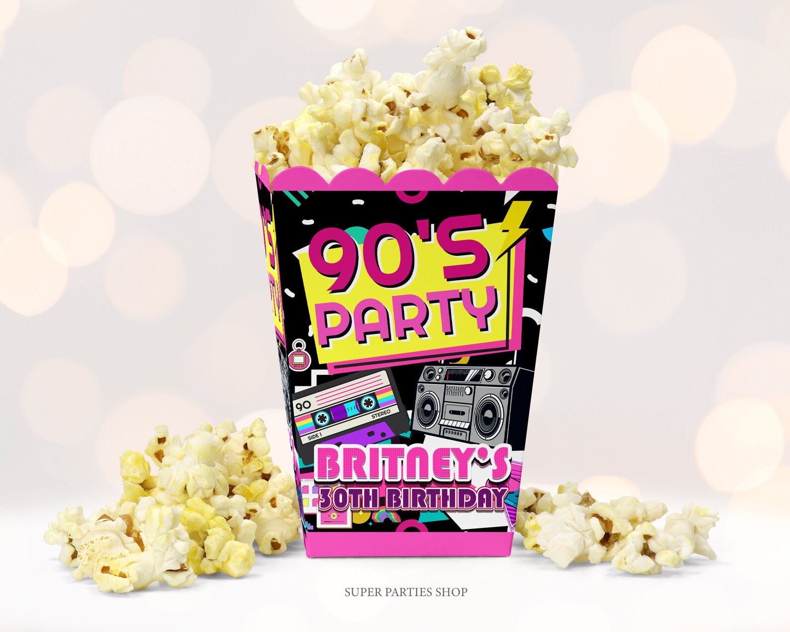 90s Popcorn Printable Box Snack box Candy Bar Throwback | Etsy