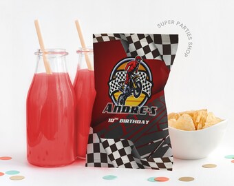 Motocross Chip Bags Printable Snack Treat Roadster Birthday | Etsy
